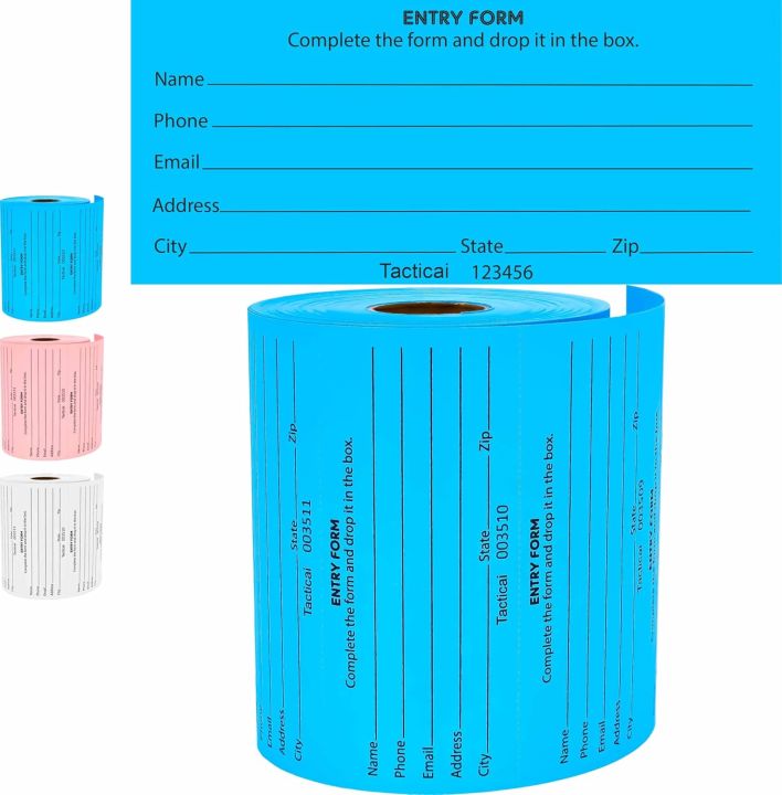 Tacticai 500 Raffle Tickets, Blue (3 Color Selection), Raffle Cards ...