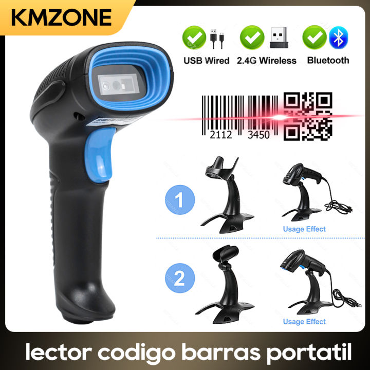 Handheld 2D Barcode Scanner Bluetooth Wireless 2.4G USB QR Code Scanner Wired 1D 2D&PDF417 Data ...
