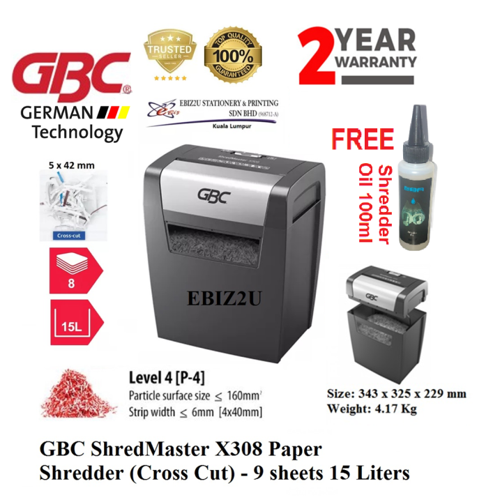 GBC ShredMaster X308 Paper Shredder (Cross Cut) - 9 sheets 15 Liters ...
