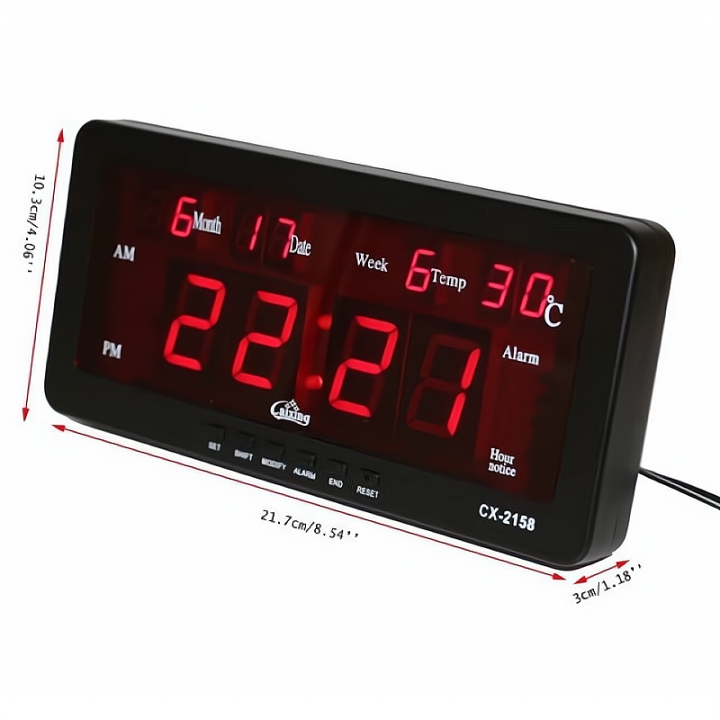 นาฬิกาดิจิตอล (CX1018) 21.5x10.3x3cm นาฬิกา ตั้งโต๊ะ LED DIGITAL CLOCK ...