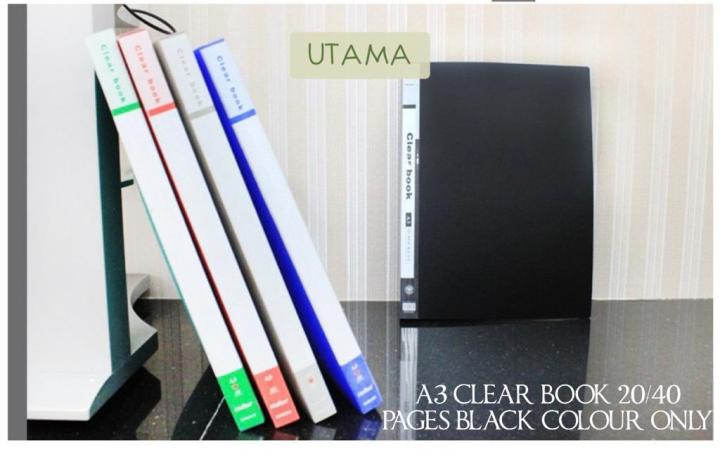A3 Hard Cover Clear Book File 20 / 40 /30 /60 Pocket / Clear Holder ...