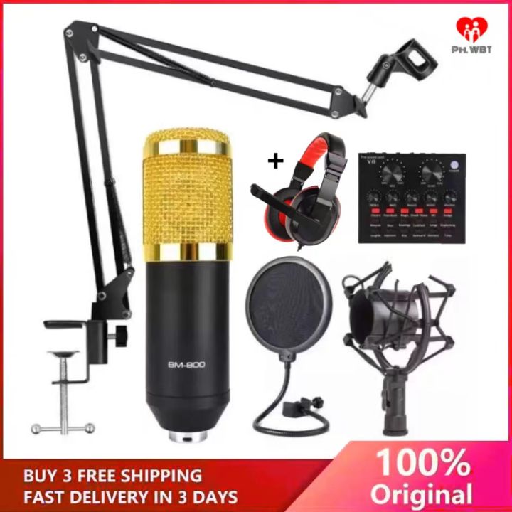 BM-800 Condenser Microphone Kit Karaoke Wired Sound Recording Microphone Mic With ...
