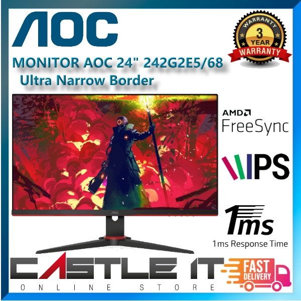 AOC 24" 24G2E5 IPS Gaming Monitor 75HZ 1MS Full HD 1080P HD MI VGA DP ...