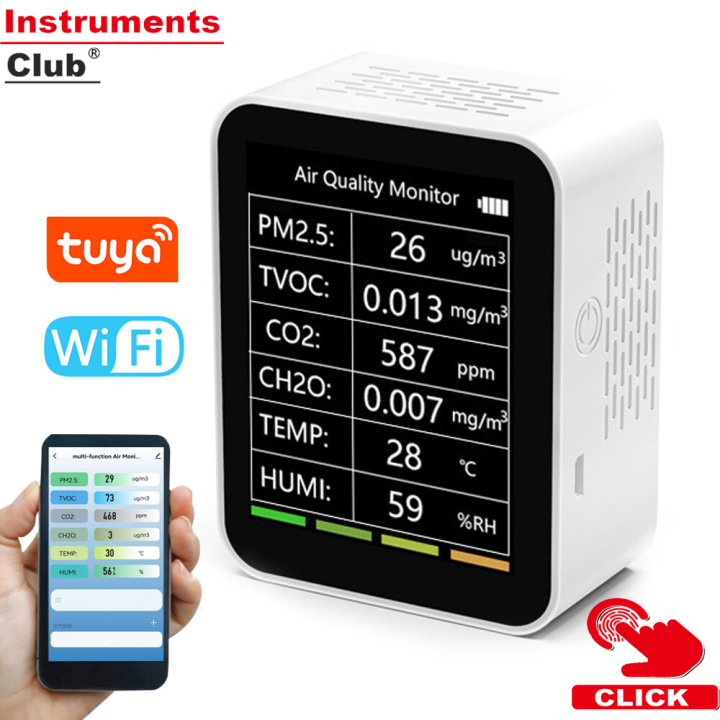 Tuya WiFi Portable Home Office Indoor Desktop Air Quality Detector 6 In ...