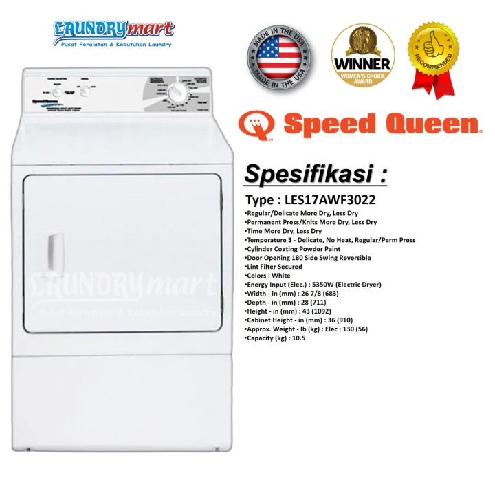 DRYER / MESIN PENGERING LAUNDRY SPEEDQUEEN ELEKTRIK 15 KG LES17AWF3022 ...
