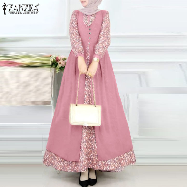 ZANZEA Muslimah Women Muslim Raya Clothes Dress Abaya Kaftan Casual ...