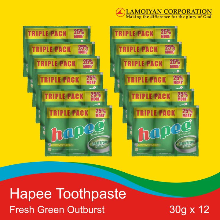 Hapee Toothpaste Fresh Green Outburst 30g x 12 | Lazada PH