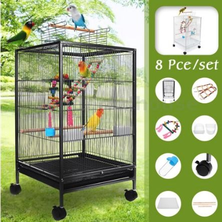 【GW】Bird Cage Parrot Pet Wheels Large Swing Ladder Rolling Canary Cage ...