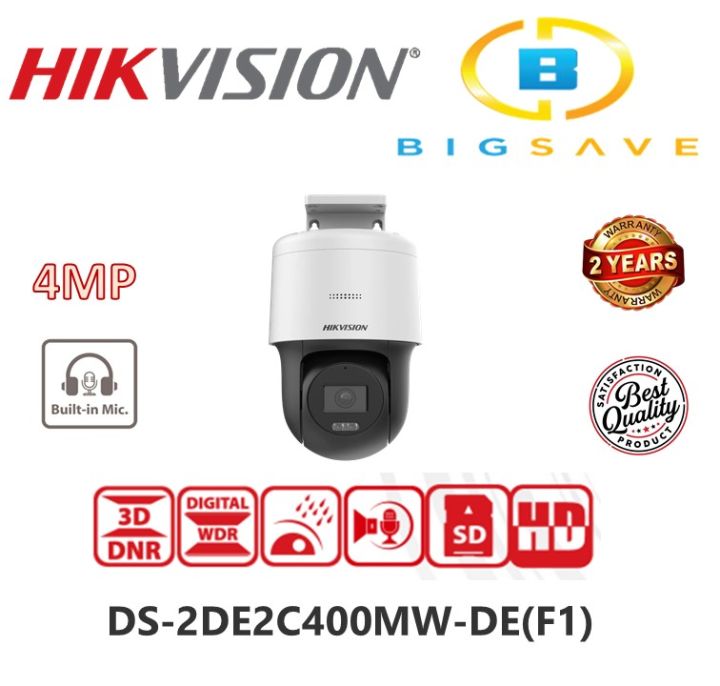 HIKVISION 4MP DS-2DE2C400MW-DE(F1) 2-INCH 4 MP IR MINI PT DOME NETWORK CAMERA | Lazada