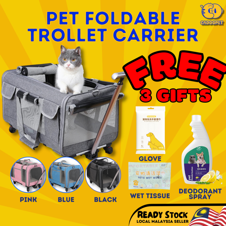 Pet Trolley Pet Stroller Case Detachable Pet Carrier Bag For Cat or Dog ...