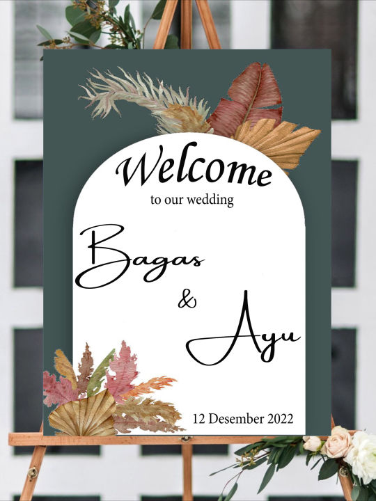 Papan Kayu Nama Welcome Sign Printing Wedding Lamaran Pernikahan UKURAN ...
