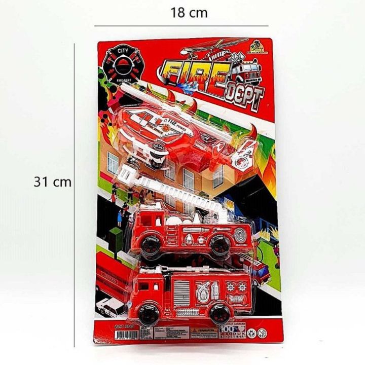Mainan Mobil Pemadam Kebakaran Fire Dept Lengkap Dengan Helikopter ...