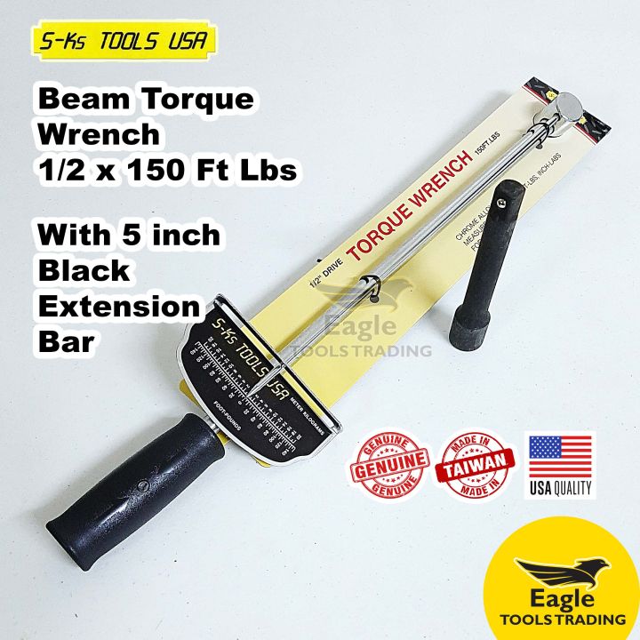 S-Ks Tools USA Beam Type Torque Wrench 1/2 drive x 150 Ft-Lbs KL-618TW ...