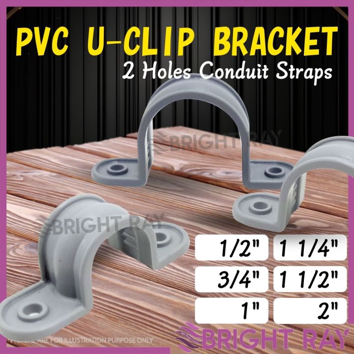 SY U-Pipe Clip PVC Pipe Straps Two Hole Plastic Pipe Clamps Conduit ...
