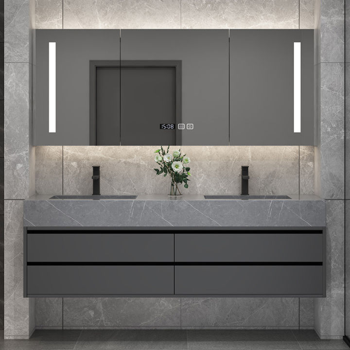 Stone Plate Integrated Seamless Ceramic Basin Bathroom Cabinet ...