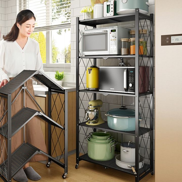 Yehoo | 3 4 5 Tier Steel Foldable Trolley Rack Multipurpose Home ...