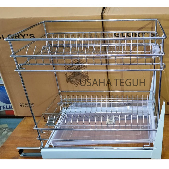 Rak Piring & Botol Tarik Chrome Stainless | Lazada Indonesia