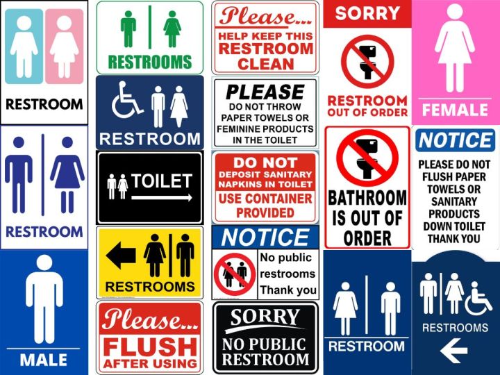 Restroom Toilet CR Powder Room Signages(Laminated Signage and ...