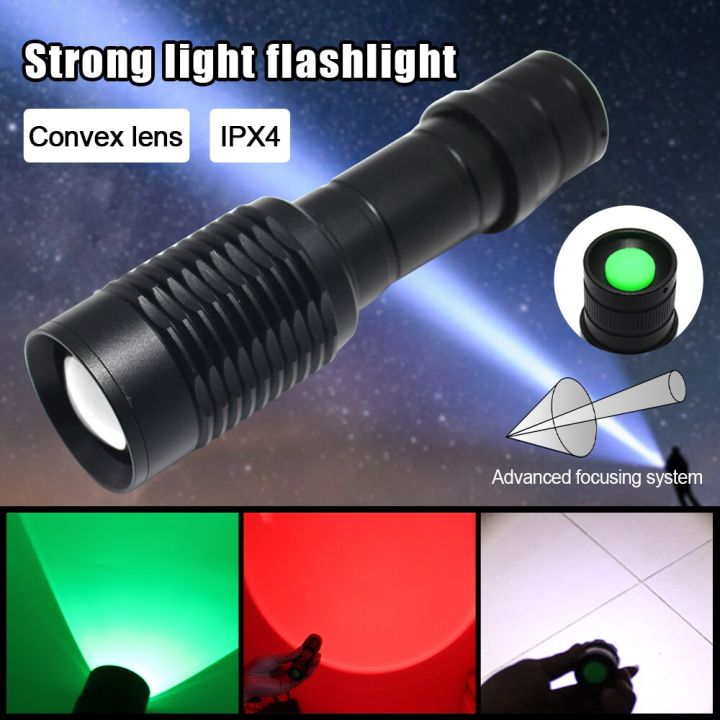 Tactical Red/Green Light Flashlight Waterproof Zoom 850Nm Infrared LED ...