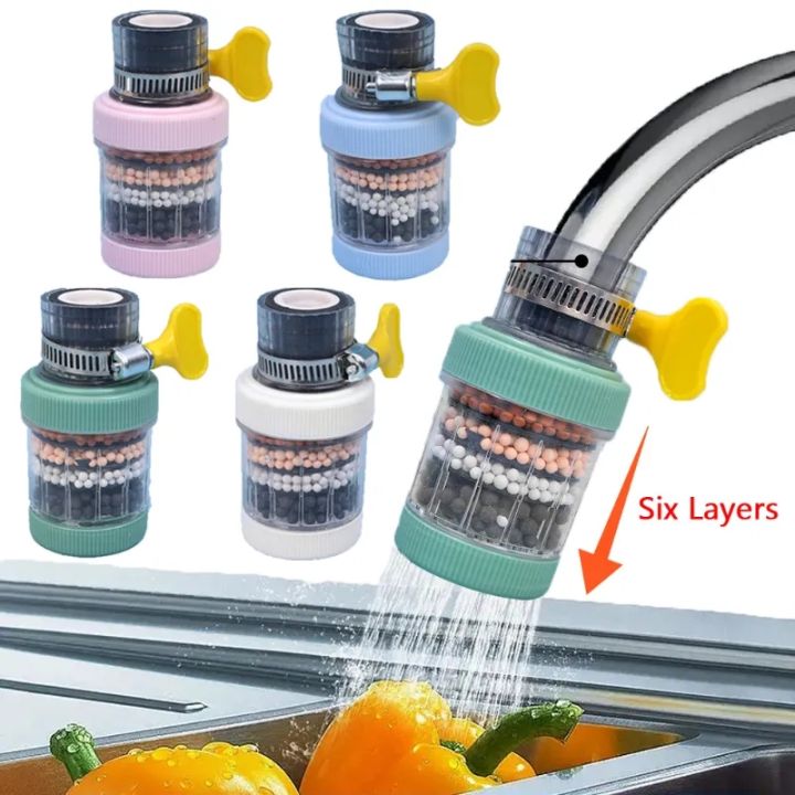 Upgraded 6 Layers Faucet Filter 360° Rotating Kitchen Universal Shower ...