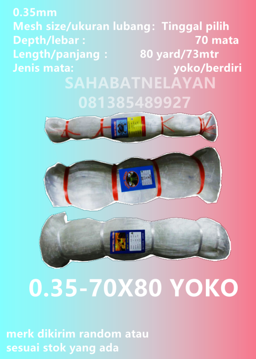 Jaring senar jaring burung atau jaring ikan 035 70/80 yoko ukuran ...