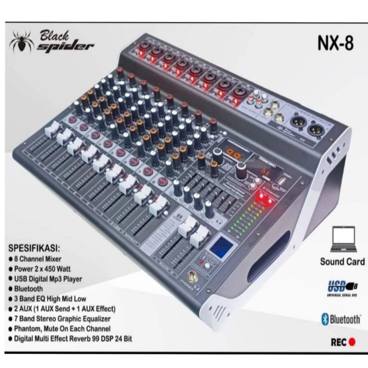 POWER MIXER BLACK SPIDER NX8 / NX 8 - 8 CHANNEL ORIGINAL GARANSI ...