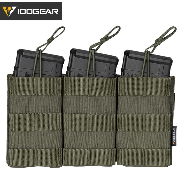 IDOGEAR Tactical Triple Magazine Pouch for 556mm Mag MOLLE Modular Top ...