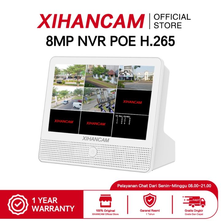 XIHANCAM NVR POE 8 Channel 8MP UHD NVR POE Dengan Monitor Support Audio ...