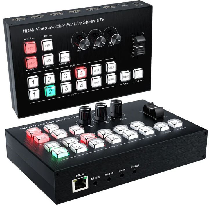 4 พอร์ต HDMI Live Streaming Switcher 1080P Multi Camera Video Mixer ...