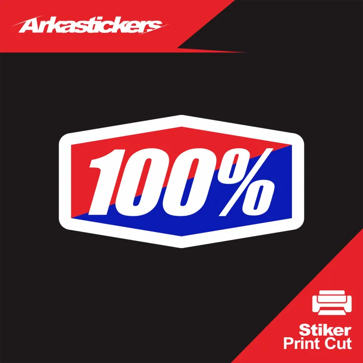 Stiker 100 PERCENT - Stiker Print Cut laminasi Glossy tahan Air dan ...