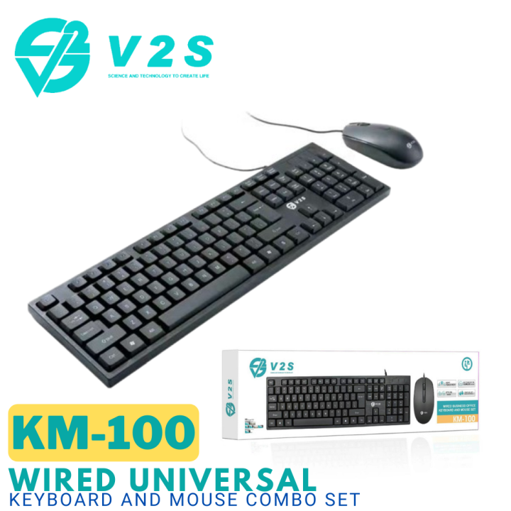 V2S KM100 Universal Wired Keyboard And Mouse Combo Bundle Set Perfect ...