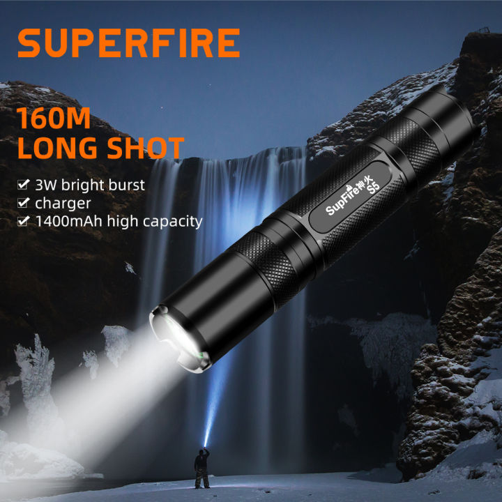 SUPERFIRE LED Flashlight Rechargeable Portable Torch light Charger ... SUPERFIRE LED Flashlight Rechargeable Portable Torch light Charger ...