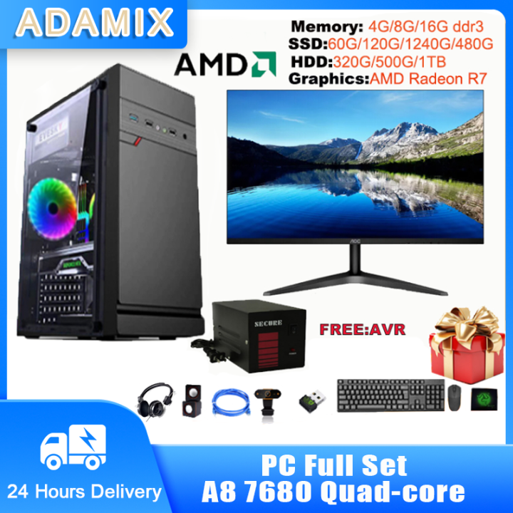 ADAMIX Desktop Gaming Computer AMD Desktop Computer Set with 1050ti 4G ...