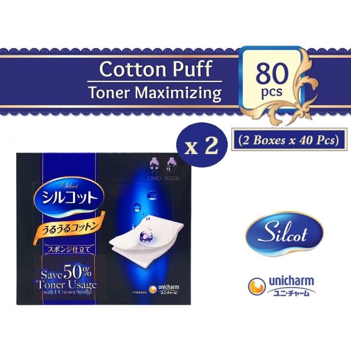 (40 Sheets x 2 Boxes) Silcot Uru-Uru Toner Sponge Cotton - Kapas ...
