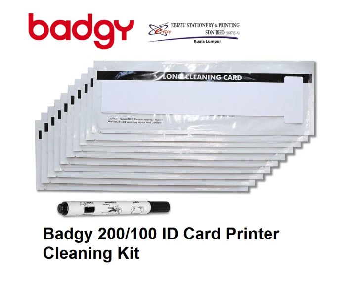 Badgy 200, 100 ID Card Printer Cleaning Kit for Zenius, Primacy, and ...