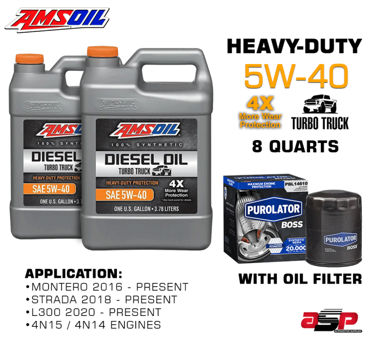 AMSOIL Heavy-Duty Turbo Truck 100% Synthetic Diesel Engine Oil 5W-40 8 ...