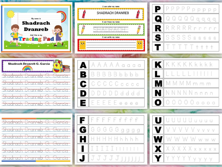 Customized Name Tracing Pad Paper & Coloring for Kids -All In ...