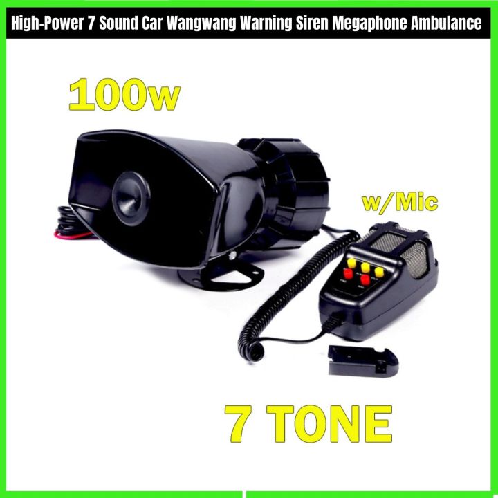 High-Power 7 Sound Car Wangwang Warning Siren Megaphone Ambulance 100W 12v 120Db Loud Speaker ...