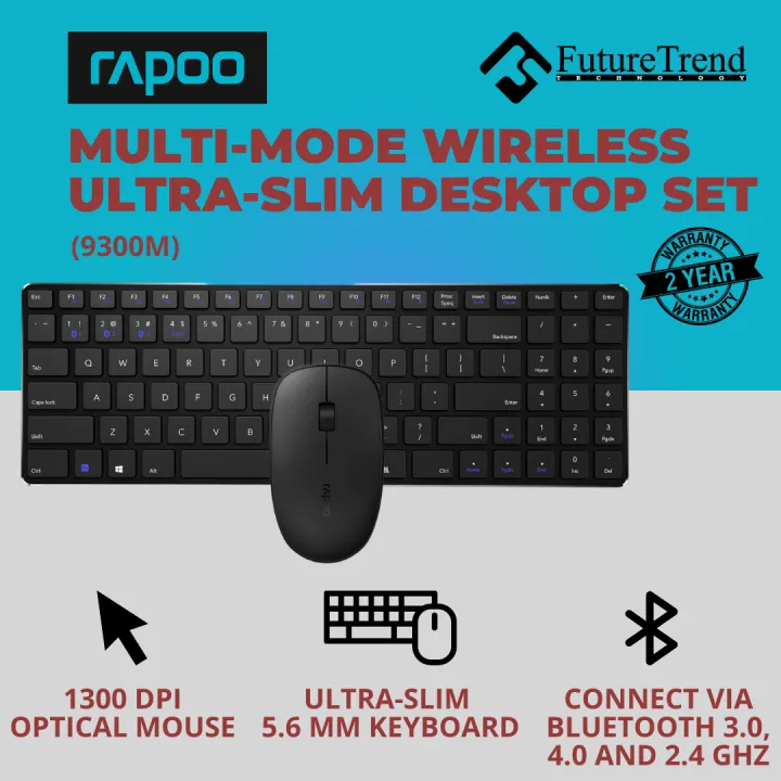 Rapoo 9300M Multi-mode Wireless Ultra-slim Desktop Set | Lazada