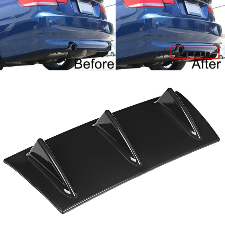 Car Mini Spoiler Wing Universal Rear Bumper Lip Diffuser Spoiler 3-Fin Deflector Lip Diffuser ...