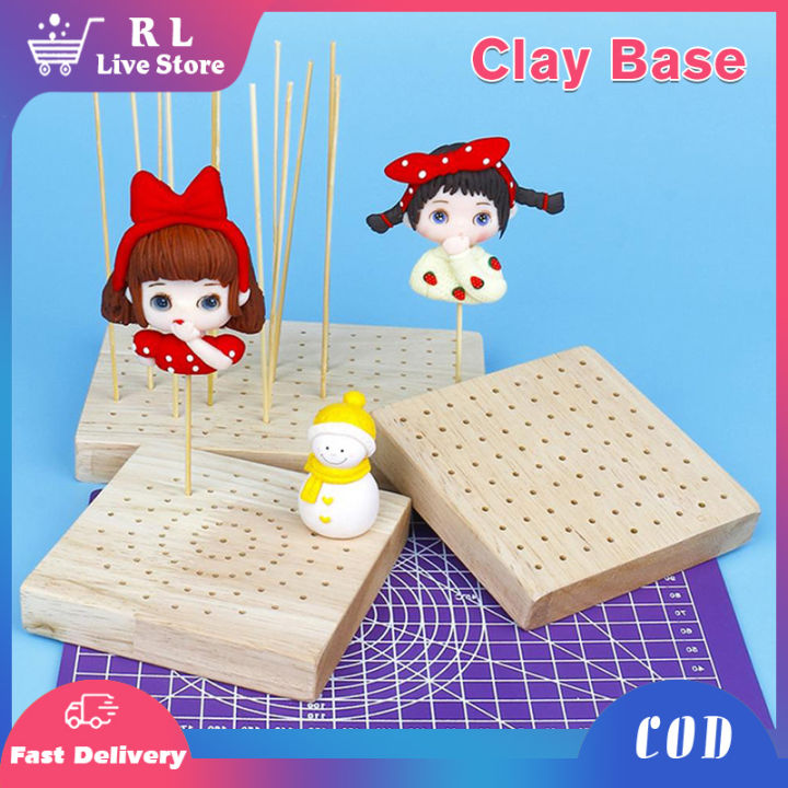 10x10cm Pottery Clay Base Clay Figurines Display Rack Lollipop Holder ...