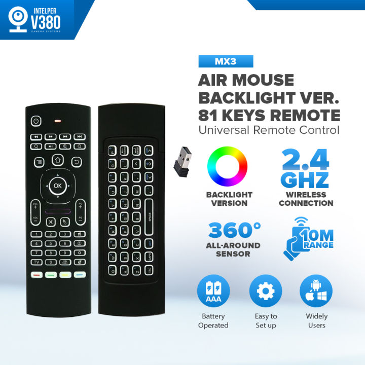 Intelper MX3-L Air Mouse for TV Box Remote 2.4G Wireless Keyboard ...
