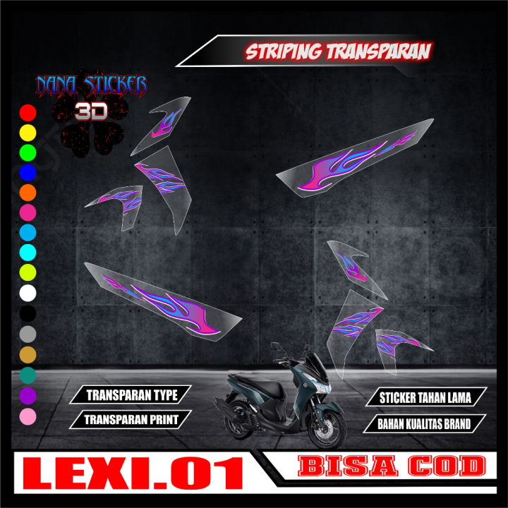 Striping TRANSPARAN YAMAHA LEXI Variasi Stiker Sticker list body motor ...