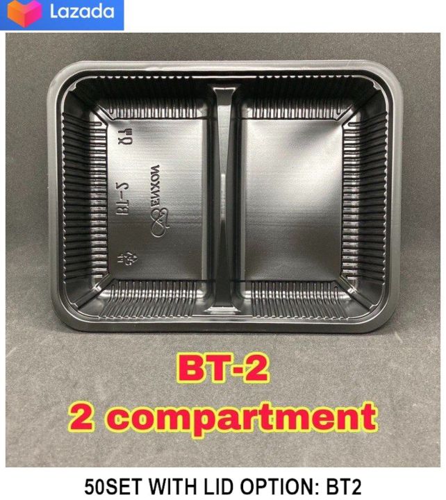 3 Compactment Disposable Lunch Box - Benxon 4/3/2/1 Compartment Food Bento[ Black ] Bt-1/ Bt-2 ...