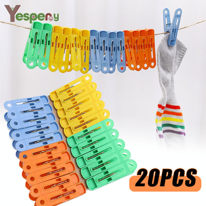 YESPERY 20Pcs Clothespins Hanging Pegs Clips Plastic Hangers Racks ...
