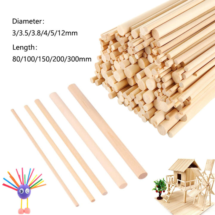 10-100pcs Round Wooden Stick For Craft Food Ice Lollies And Model ...