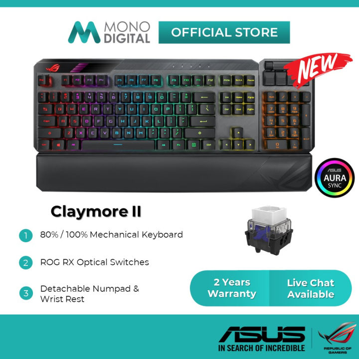 Asus ROG Claymore II RGB Wired/Wireless Gaming Keyboard with ROG RX ...