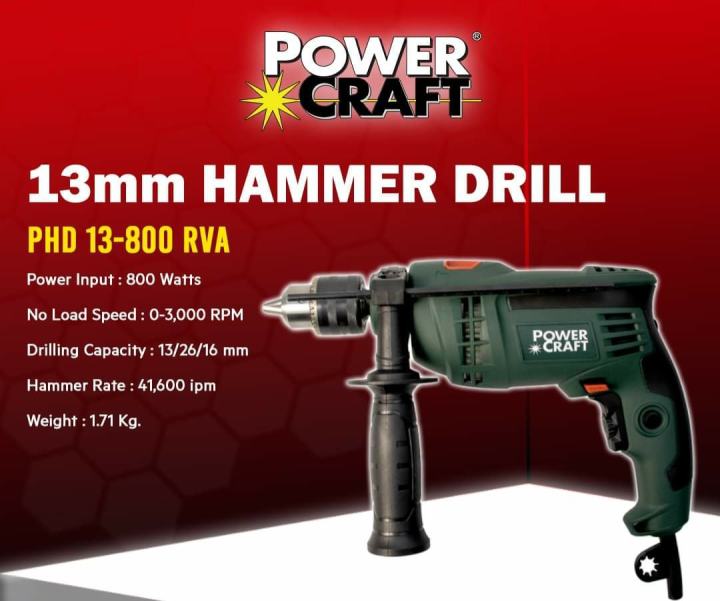 POWERCRAFT 13MM 850W Impact Drill / Percussion Drill (PHD 13-800 RVA ...
