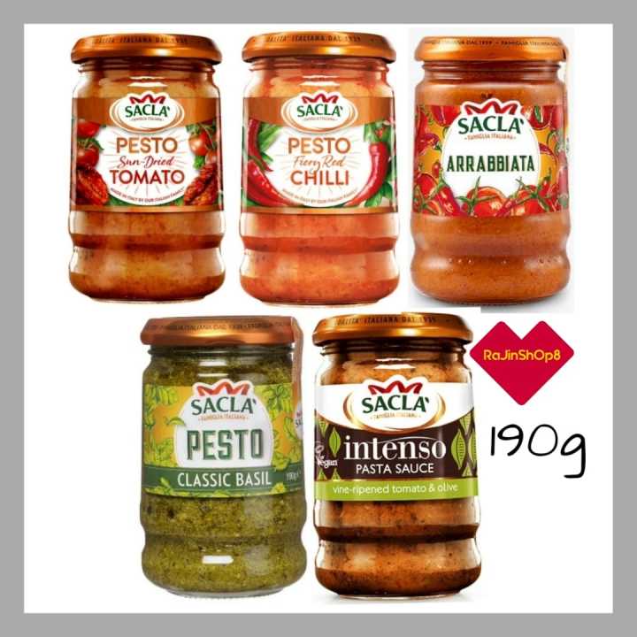 SACLA - Classic Basil Pesto / Intenso Pasta Sauce / Arrabbiata / Sun ...