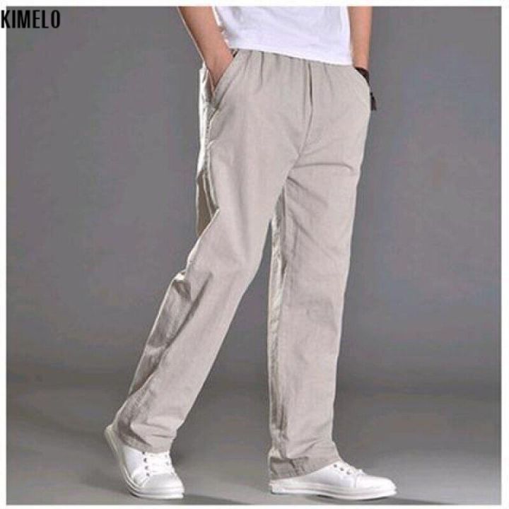 seluar lelaki Chinese men's trousers loose flax wide-legged long pants ...